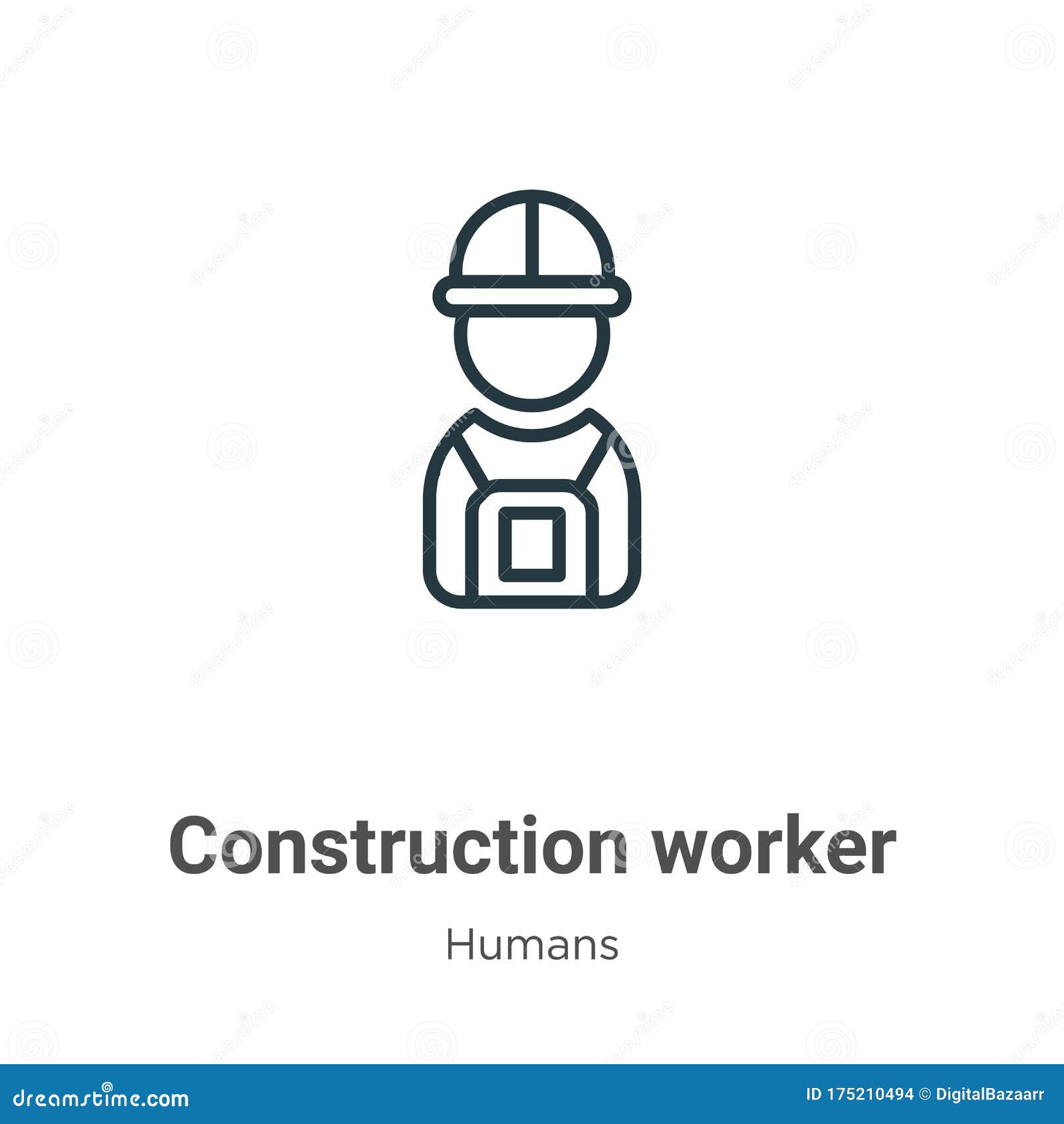 Construction Worker Outline Vector Icon. Thin Line Black Construction ...