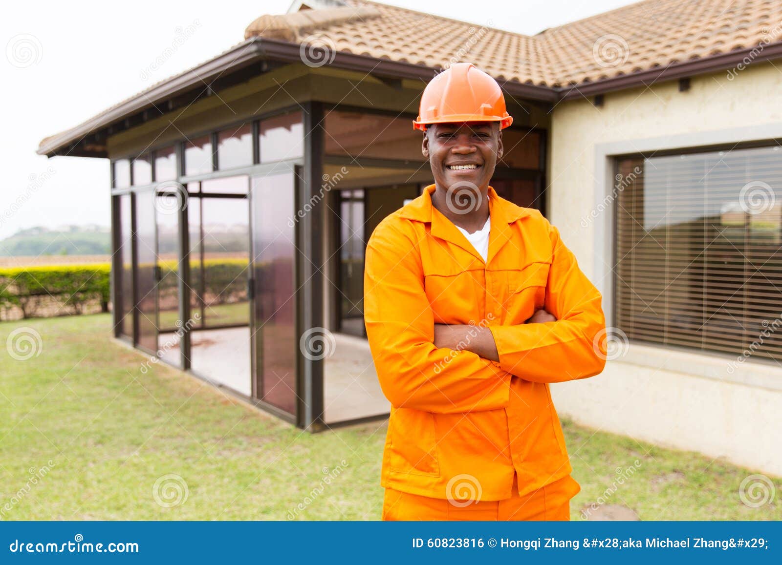 Construction Worker Outside Stock Photo - Image of cheerful, happy ...
