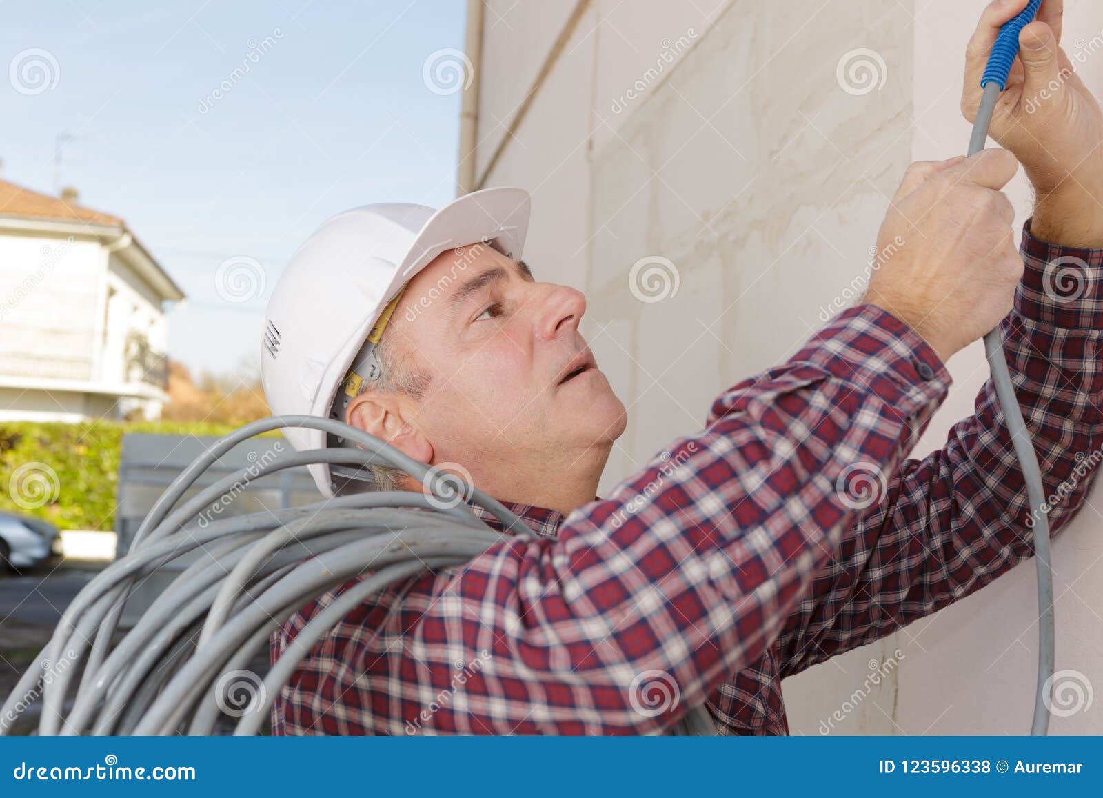 Construction Worker Outside at Site Stock Photo - Image of crossed ...