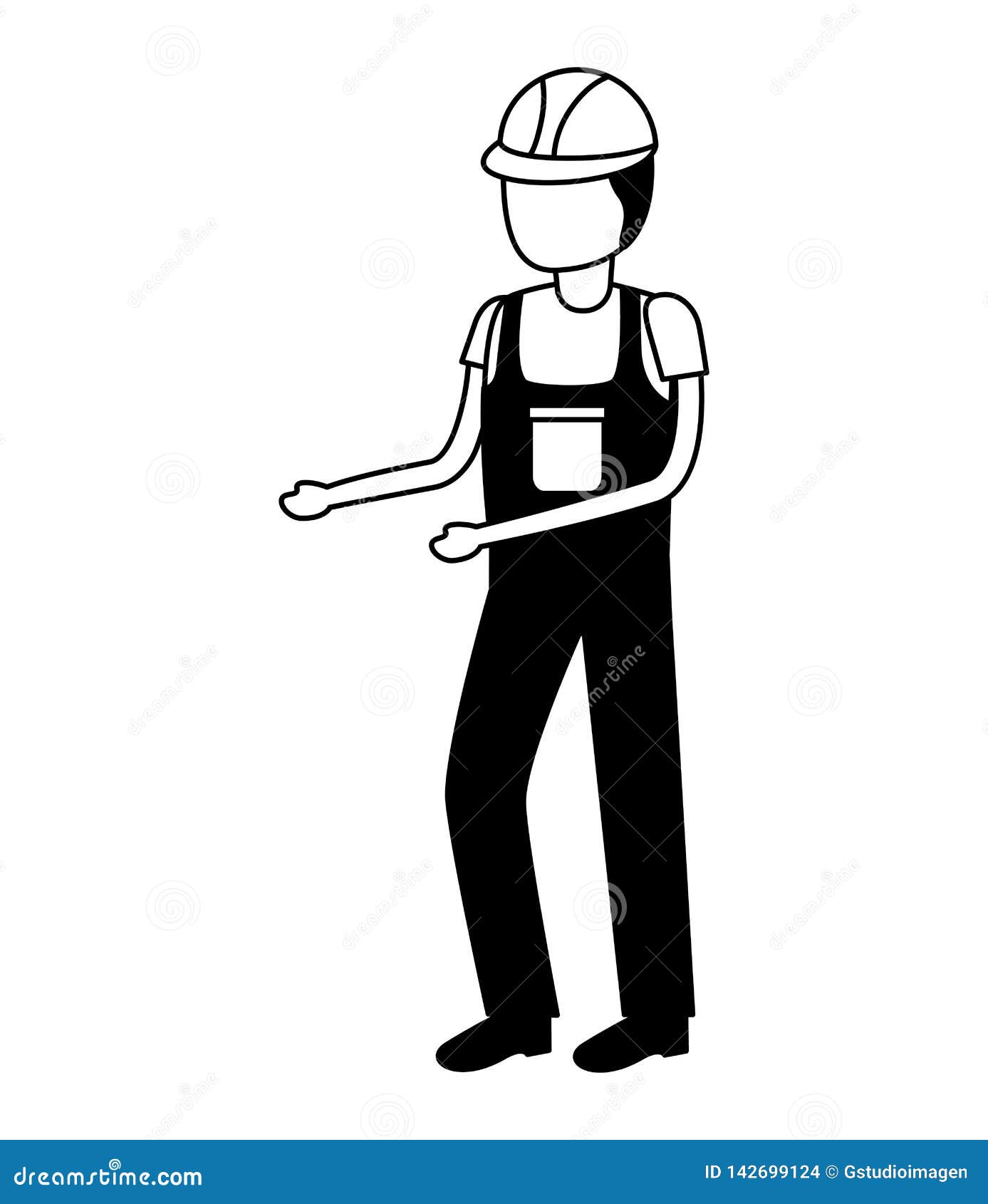 Construction Worker in Overall Stock Vector - Illustration of portrait ...