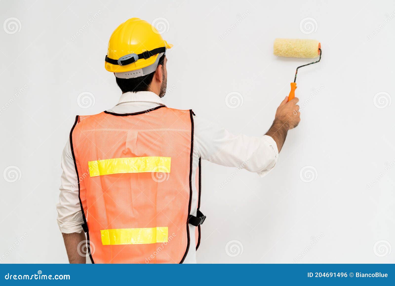 Construction Worker Painting the Wall. Stock Photo - Image of isolated ...
