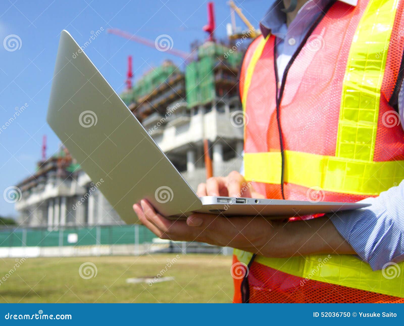 Construction Worker with a Pc Stock Photo - Image of site, japanese ...