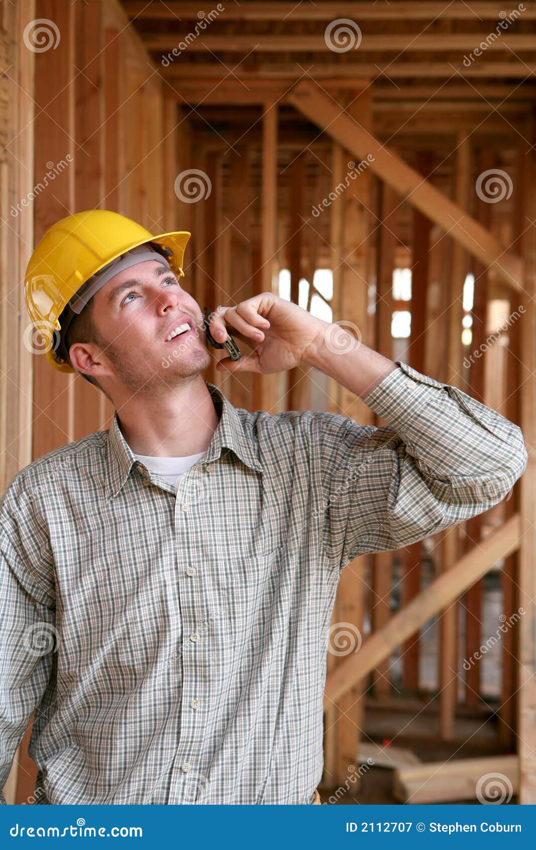 Construction Worker on Phone Stock Image - Image of build, contractor ...