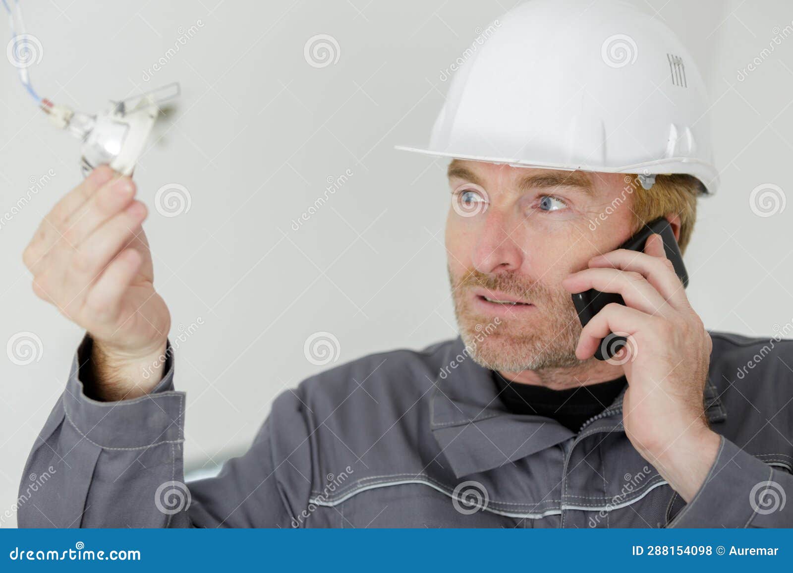Construction Worker on Phone Stock Photo - Image of inspection ...