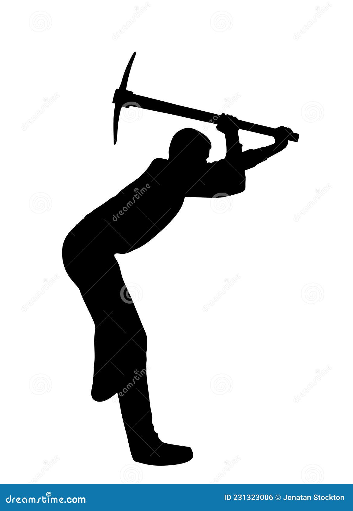 Construction Worker with Pickax Vector Silhouette Illustration. Man ...