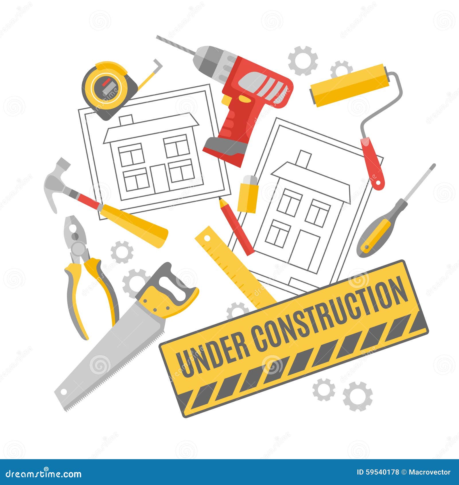 Construction Worker Pictograms Composition Banner Stock Vector ...