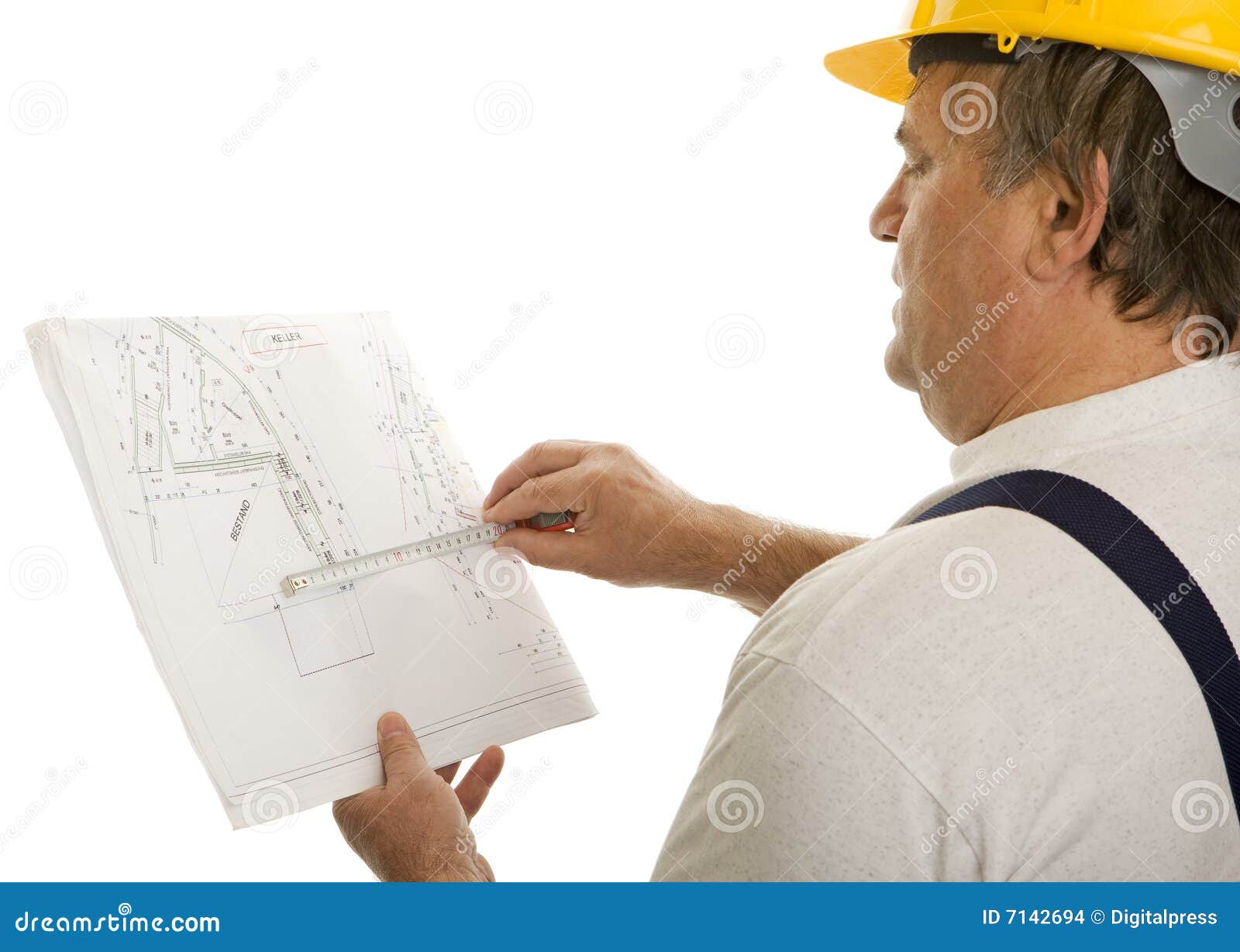 Construction Worker with Plan of an Architect Stock Photo - Image of ...