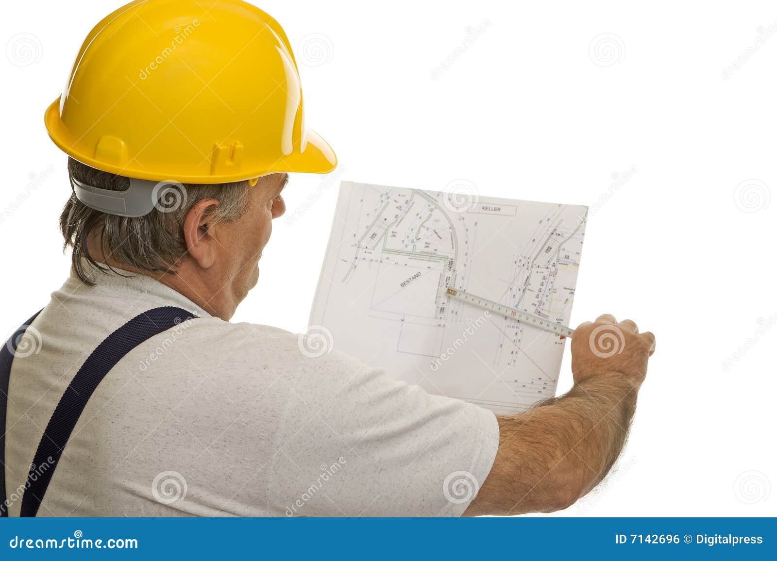 Construction Worker with Plan of an Architect Stock Photo - Image of ...