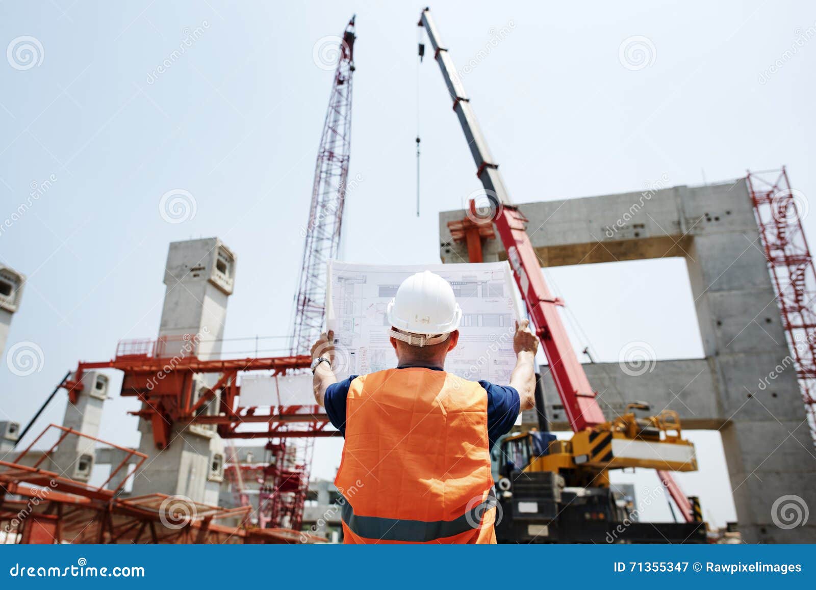 Construction Worker Planning Constractor Developer Concept Stock Image ...