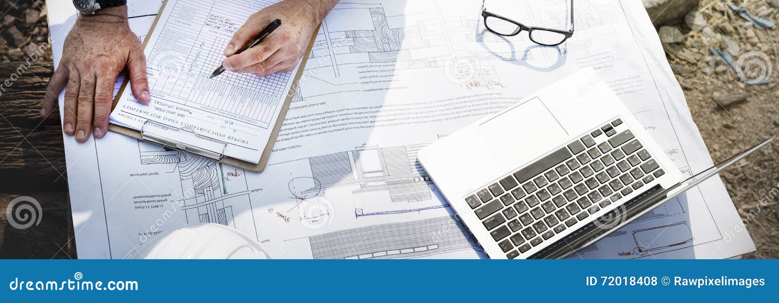 Construction Worker Planning Constractor Developer Concept Stock Photo ...