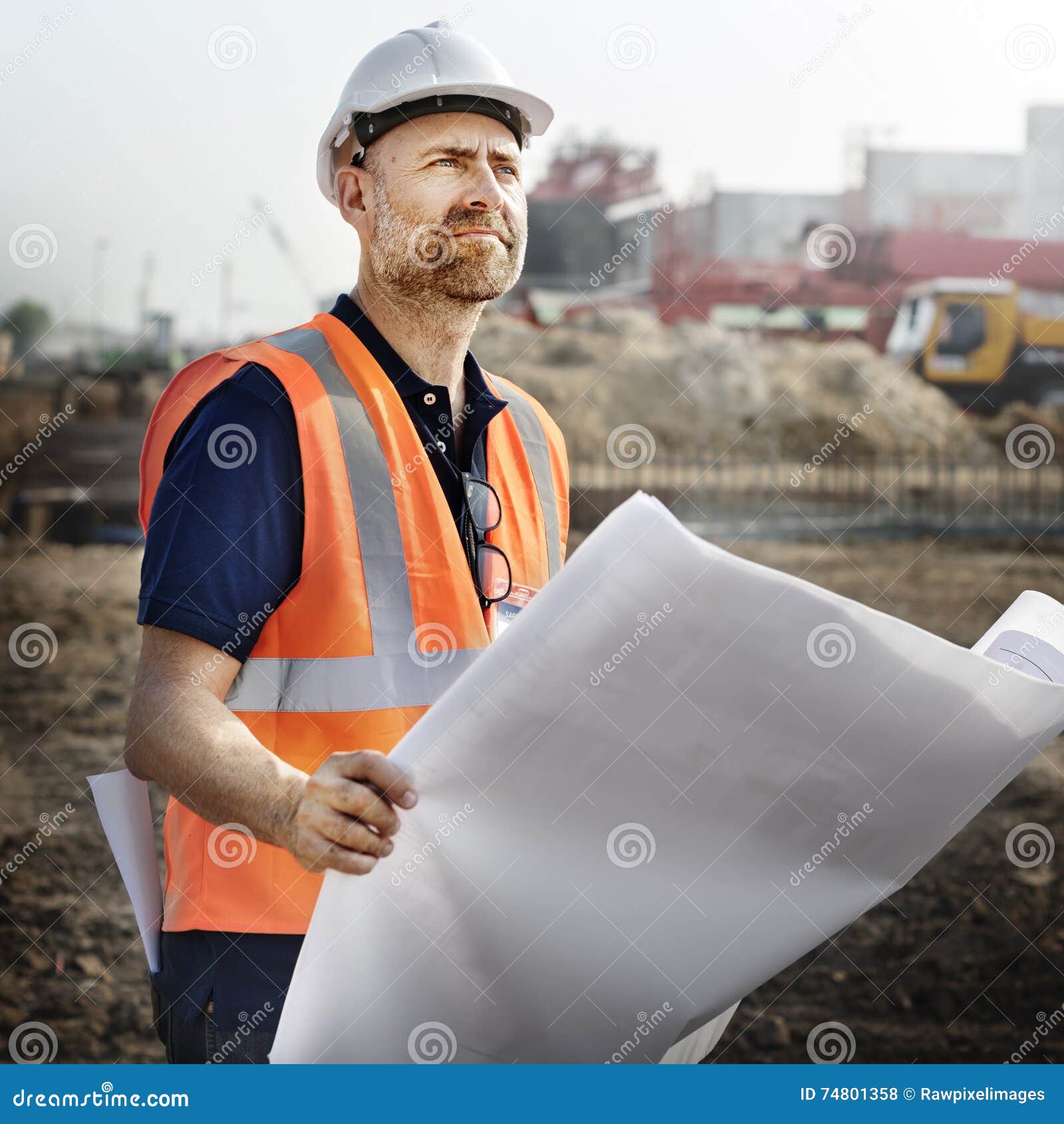 Construction Worker Planning Constructor Developer Concept Stock Photo ...