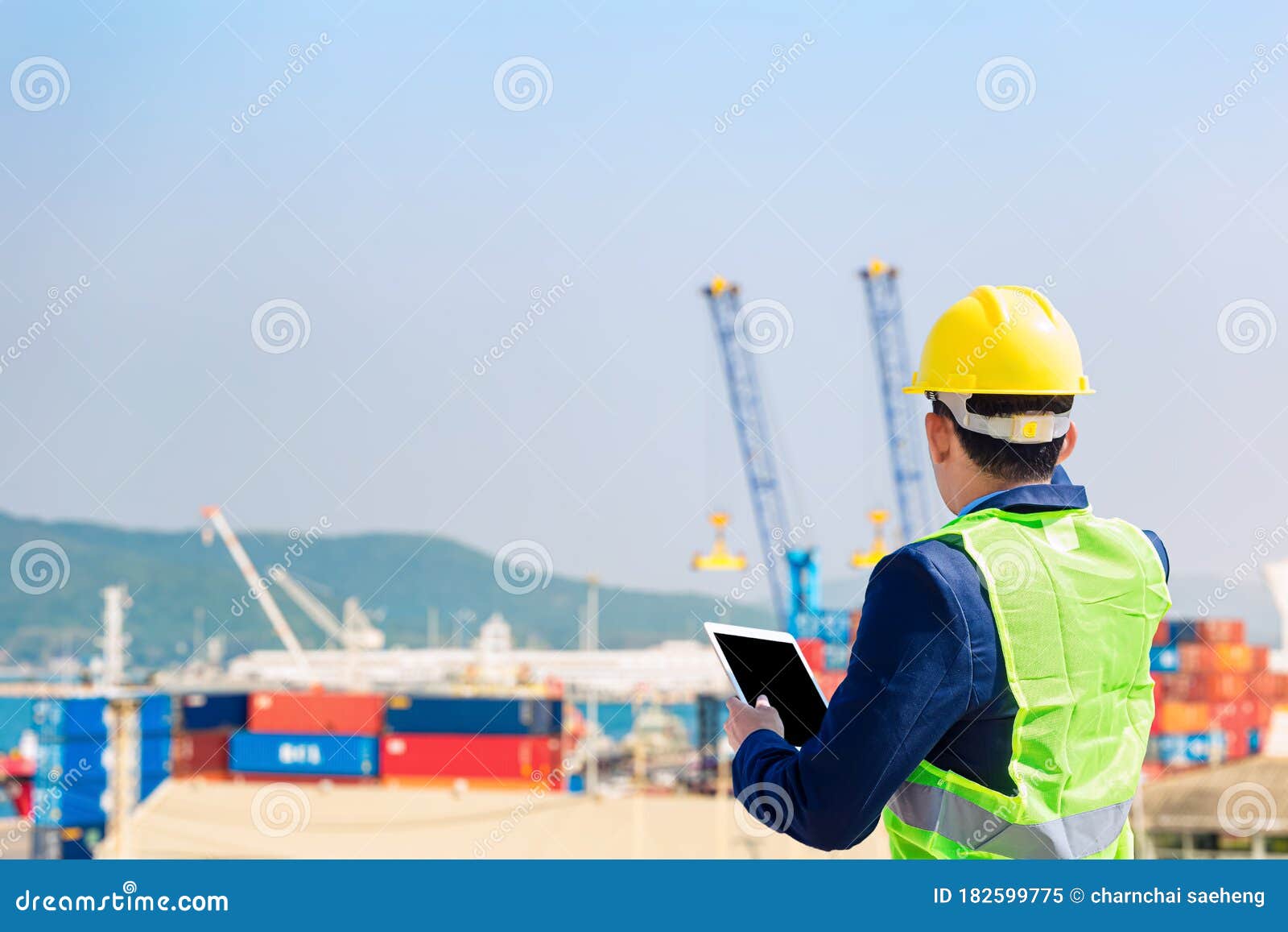 Construction Worker Planning Contractor Checking at Logistics and ...