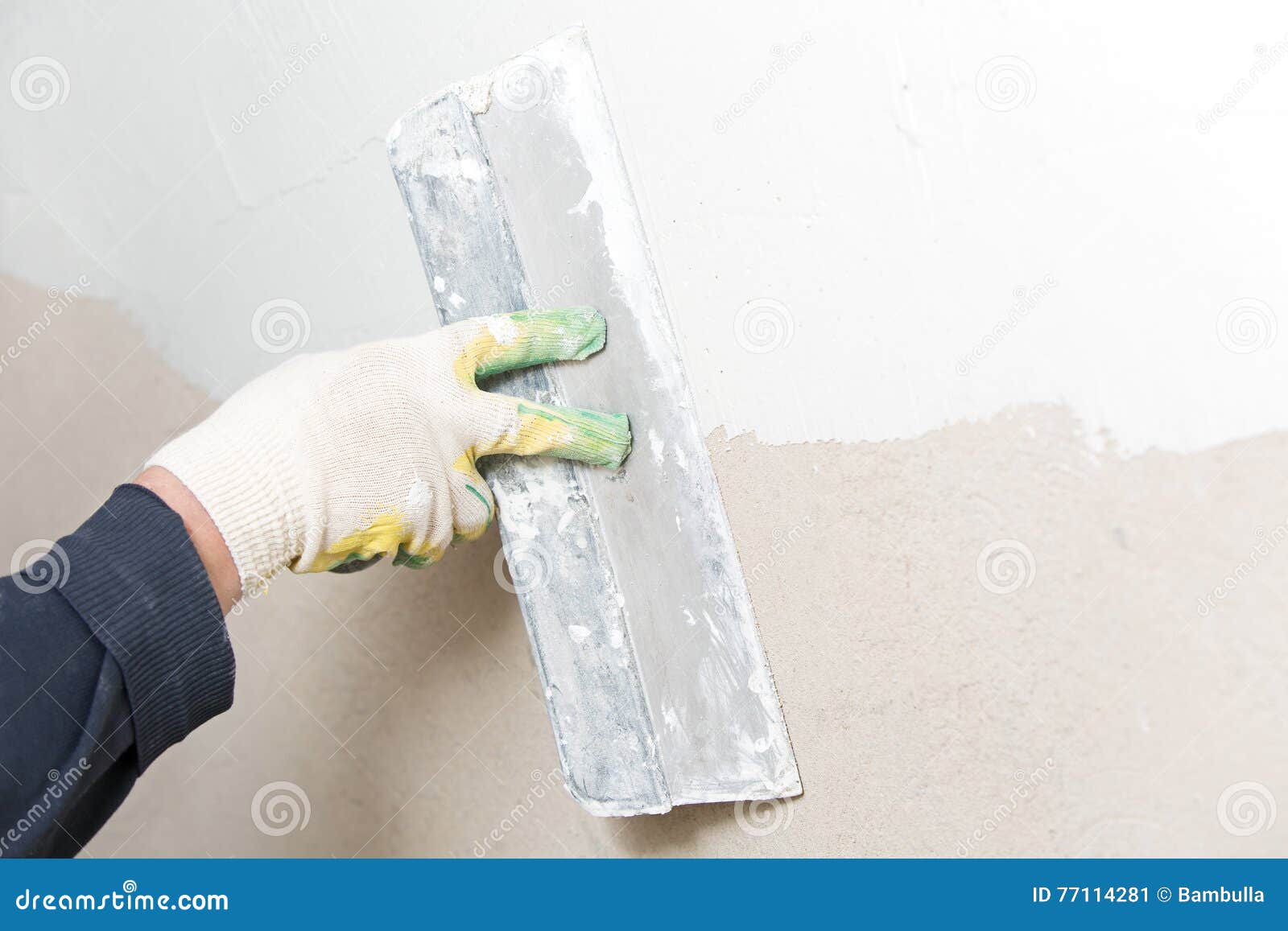 Construction Worker Plastering House Wall Stock Image - Image of ...