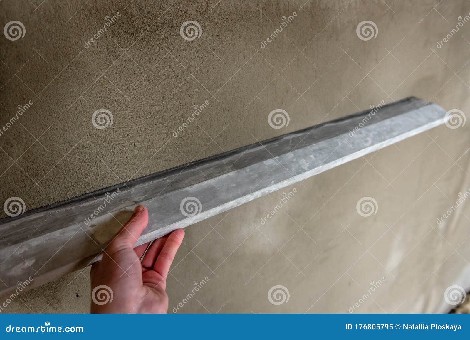 Construction Worker Plastering Wall. Stock Image - Image of repair ...