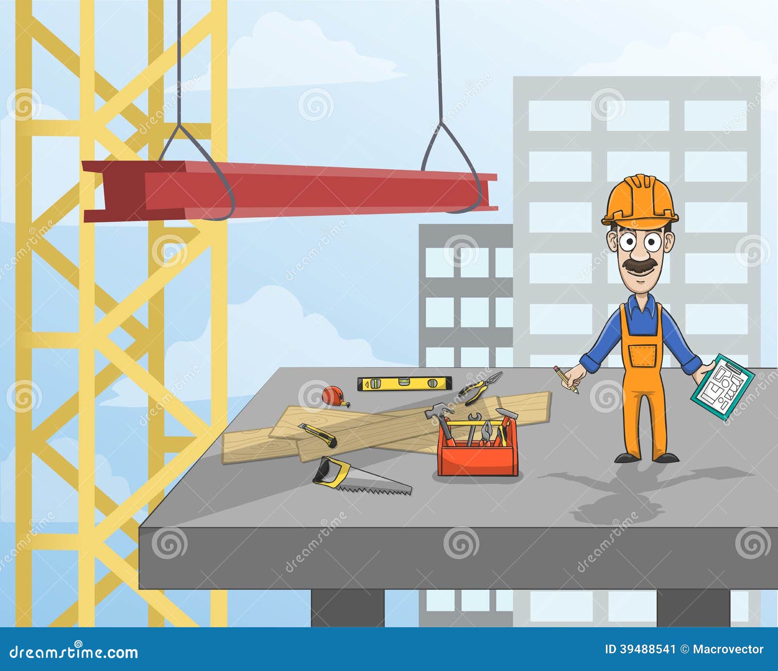 Construction Worker on Platform Stock Vector - Illustration of business ...