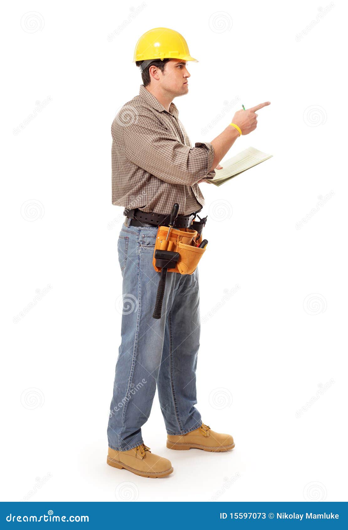 Construction Worker Pointing Stock Image - Image of industrial, helmet ...