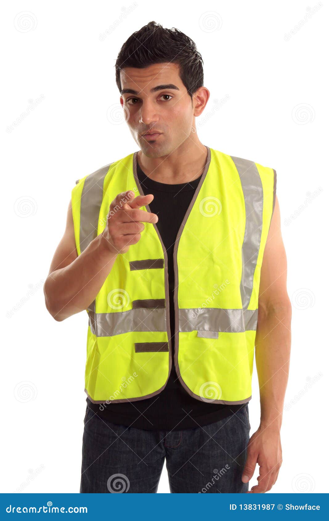 Construction Worker Pointing His Finger Stock Image - Image of male ...