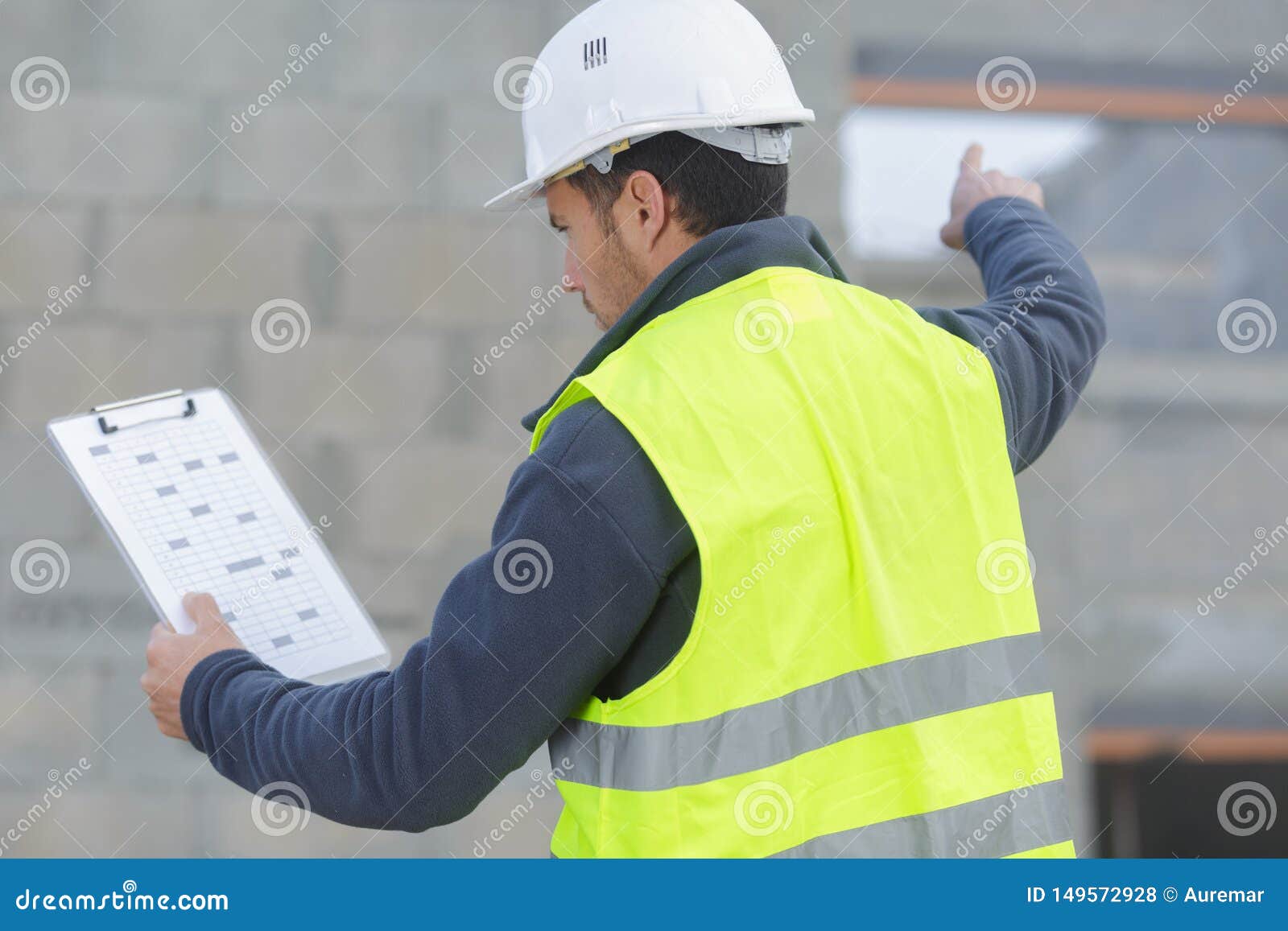 Construction Worker Pointing Outdoors Stock Photo - Image of engineer ...