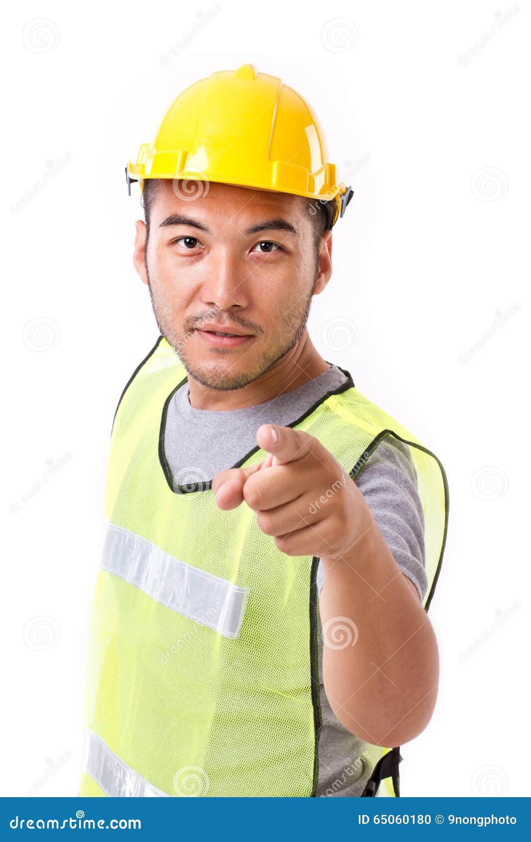 Construction Worker Pointing at You Stock Photo - Image of alone ...