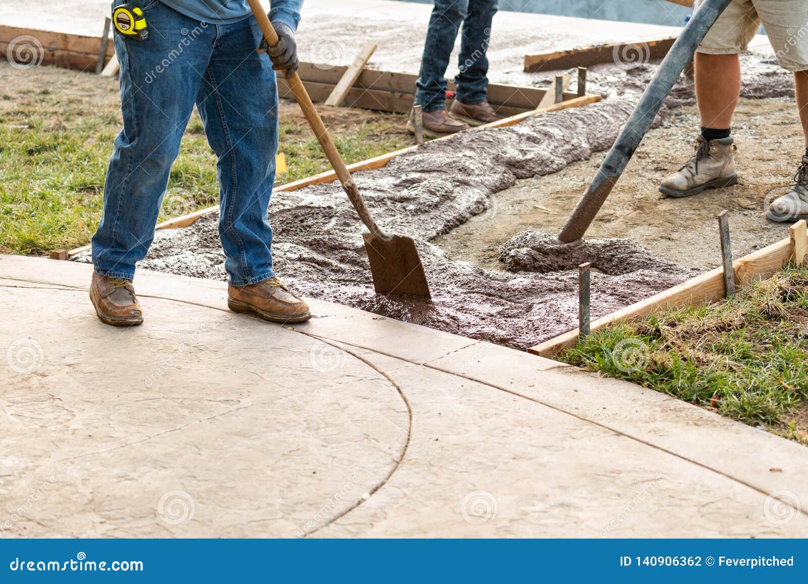 Worker Pouring Concrete Details - Concrete Pouring During Foundation ...