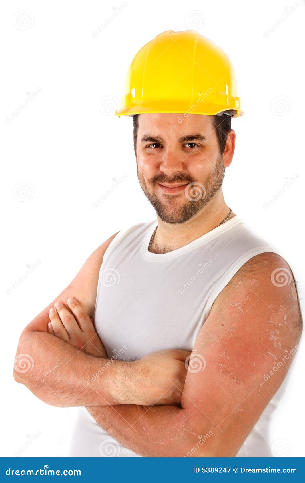 Construction Worker Portrait Stock Image - Image of isolated, helmet ...