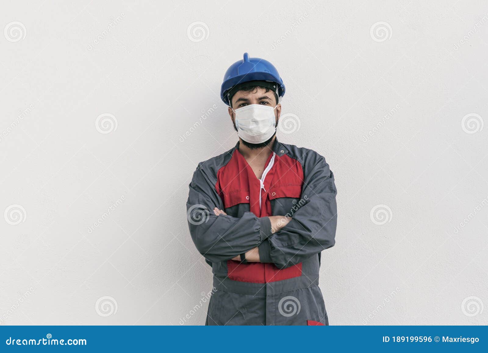 Construction Worker Portrait on White Wall Posing Stock Photo - Image ...