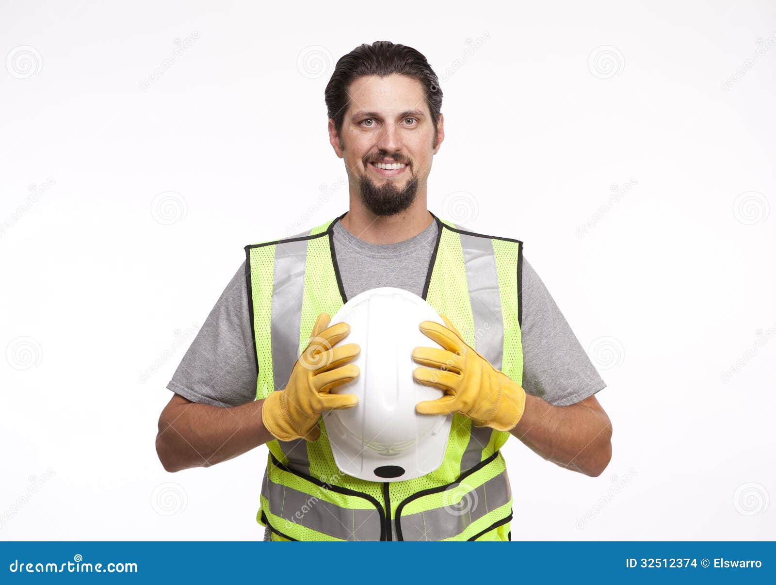 Construction Worker Posing with a Hardhat Stock Photo - Image of manual ...