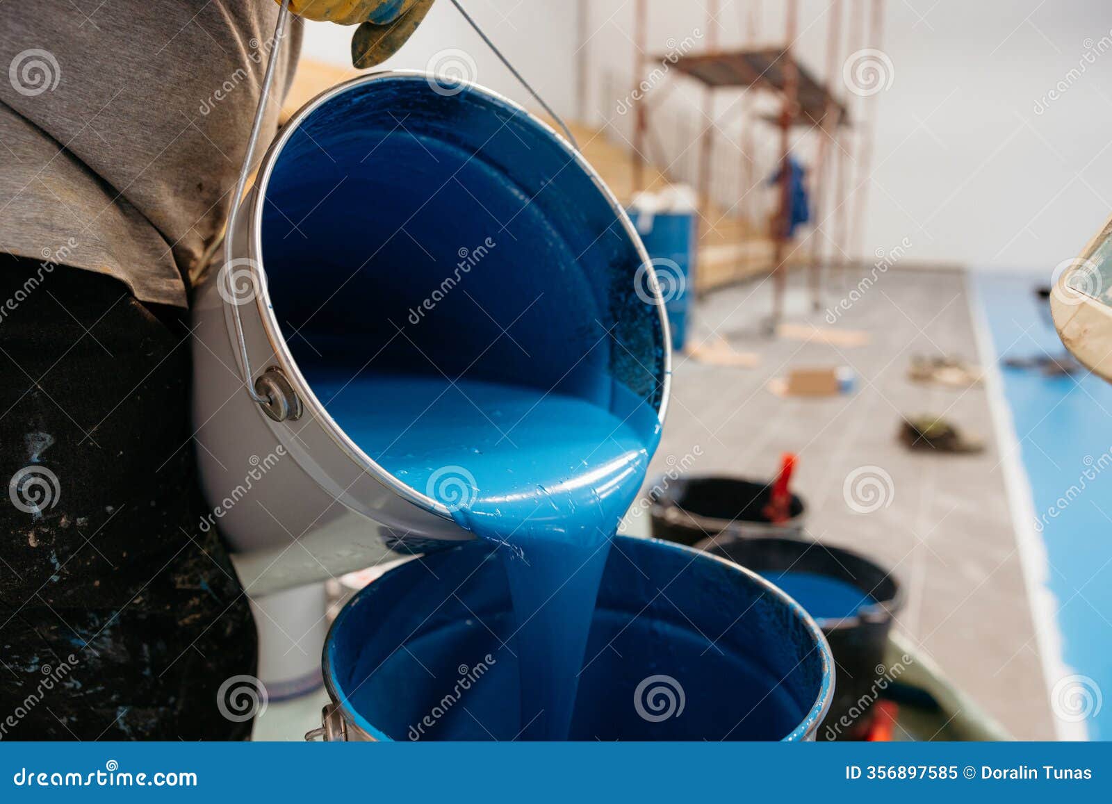 Pouring Blue-white Capsule Pill To White Bottle And Black Table ...