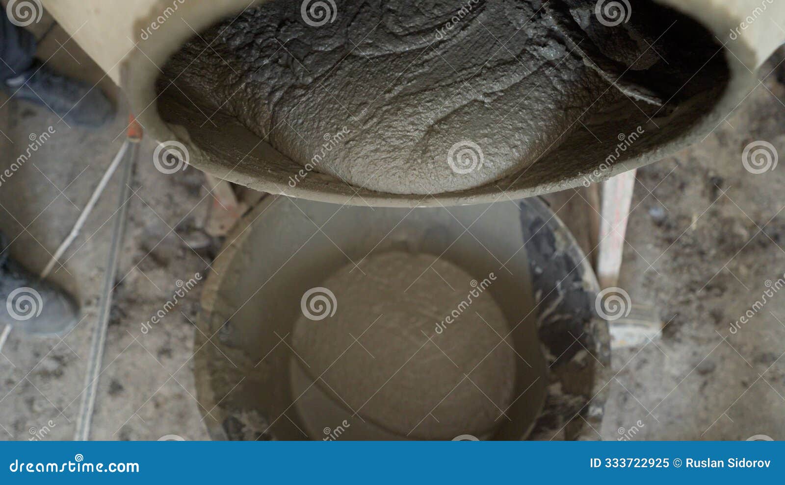 Construction Worker Pouring Cement from Mixer Stock Image - Image of ...
