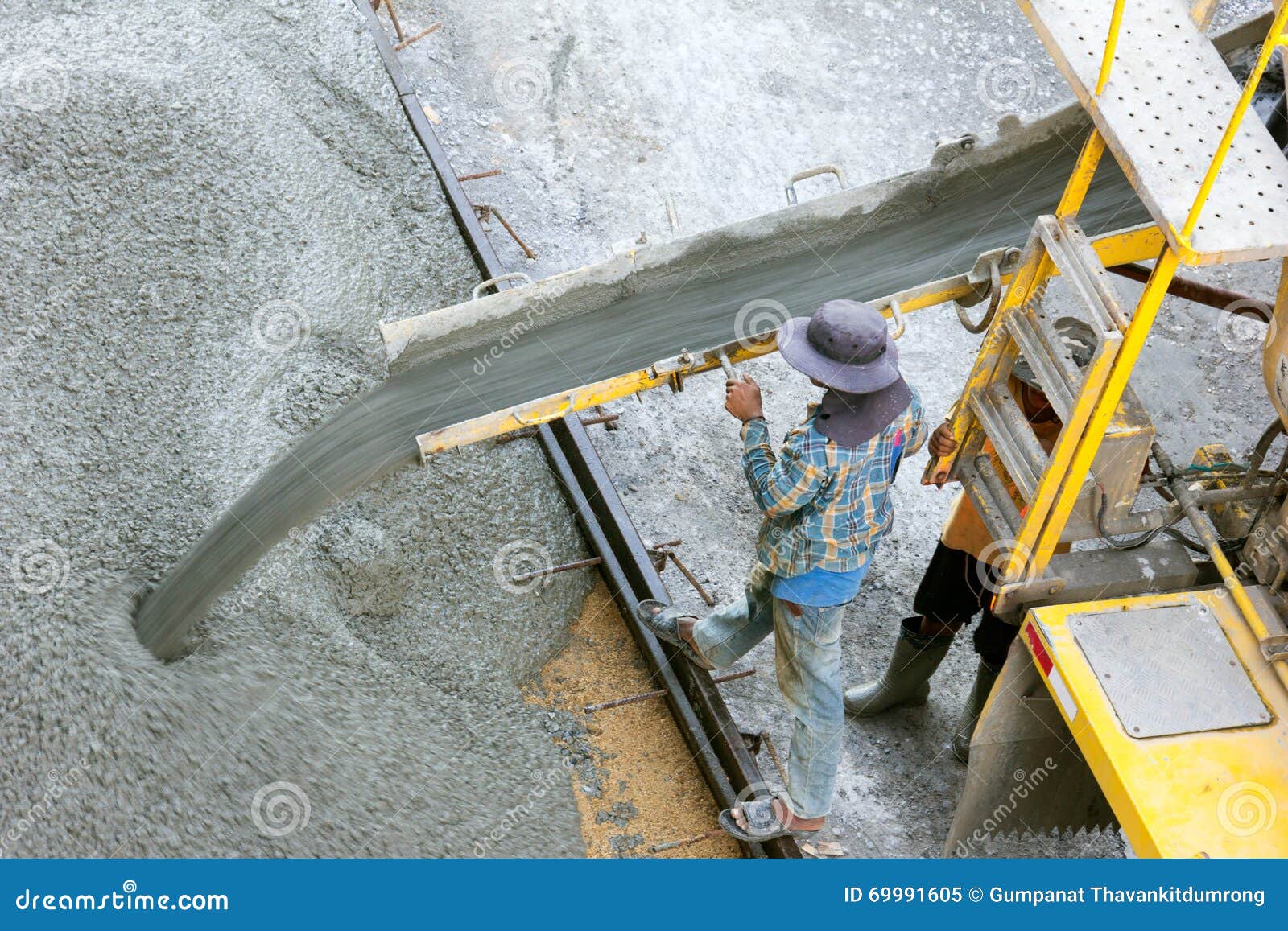 Construction Worker Pouring Concrete from Cement Truck, People Worker ...