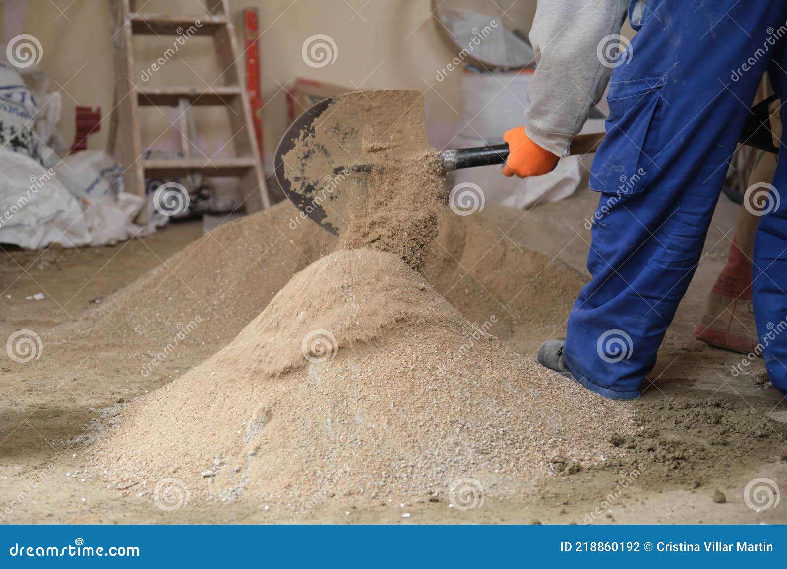 Construction Worker Preparing Cement Stock Photo - Image of broken ...