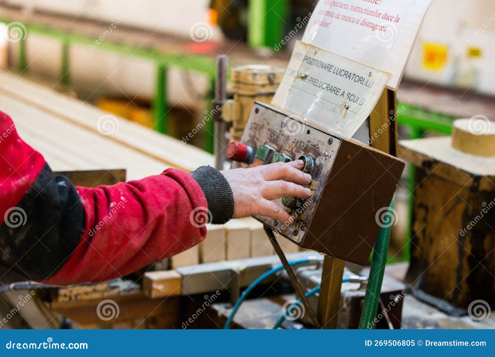 Construction Worker Pressing a Button on an Electrical Machine. Stock ...