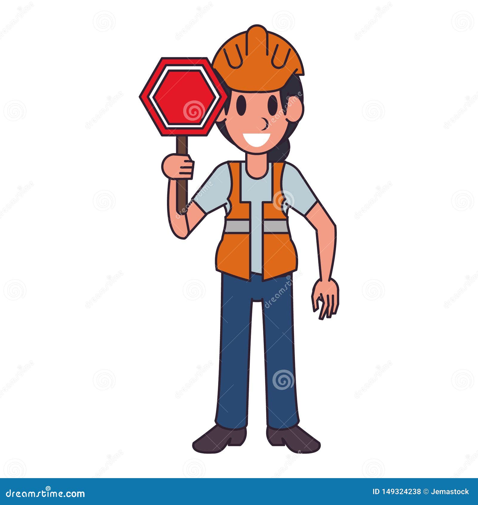 Construction Worker Professional Character Cartoon Stock Vector ...