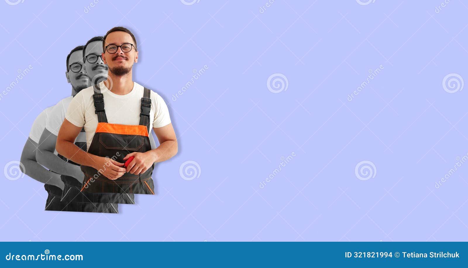 Construction Worker on Purple Background. Construction Business ...