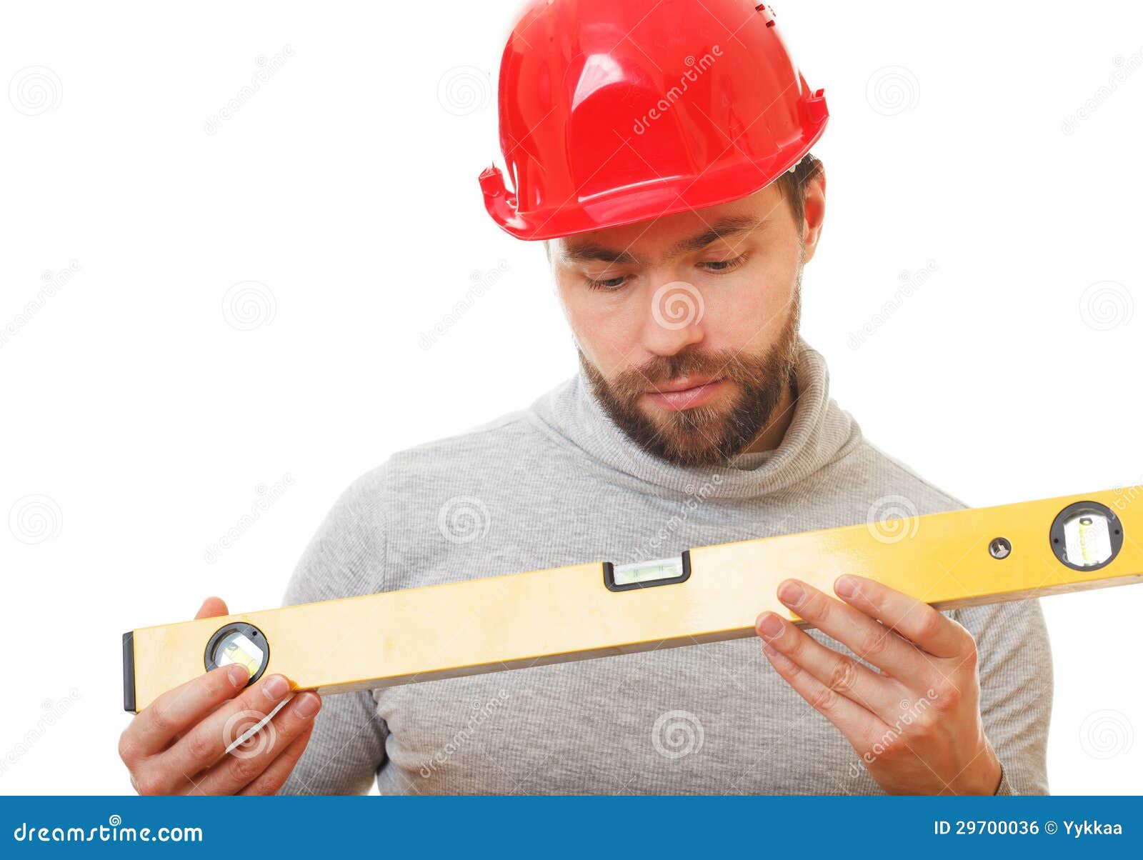 Construction Worker in a Red Helmet Stock Photo - Image of foreman ...