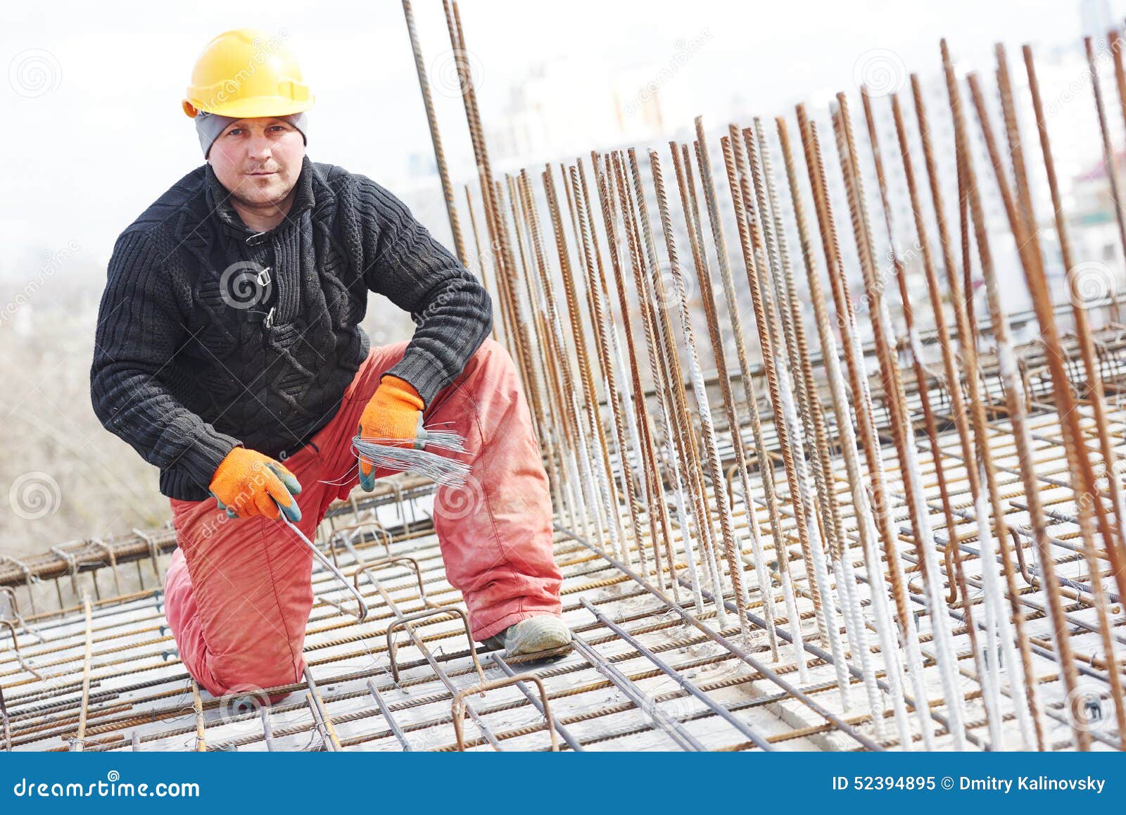 Construction Worker at Reinforcement Stock Image - Image of industrial ...