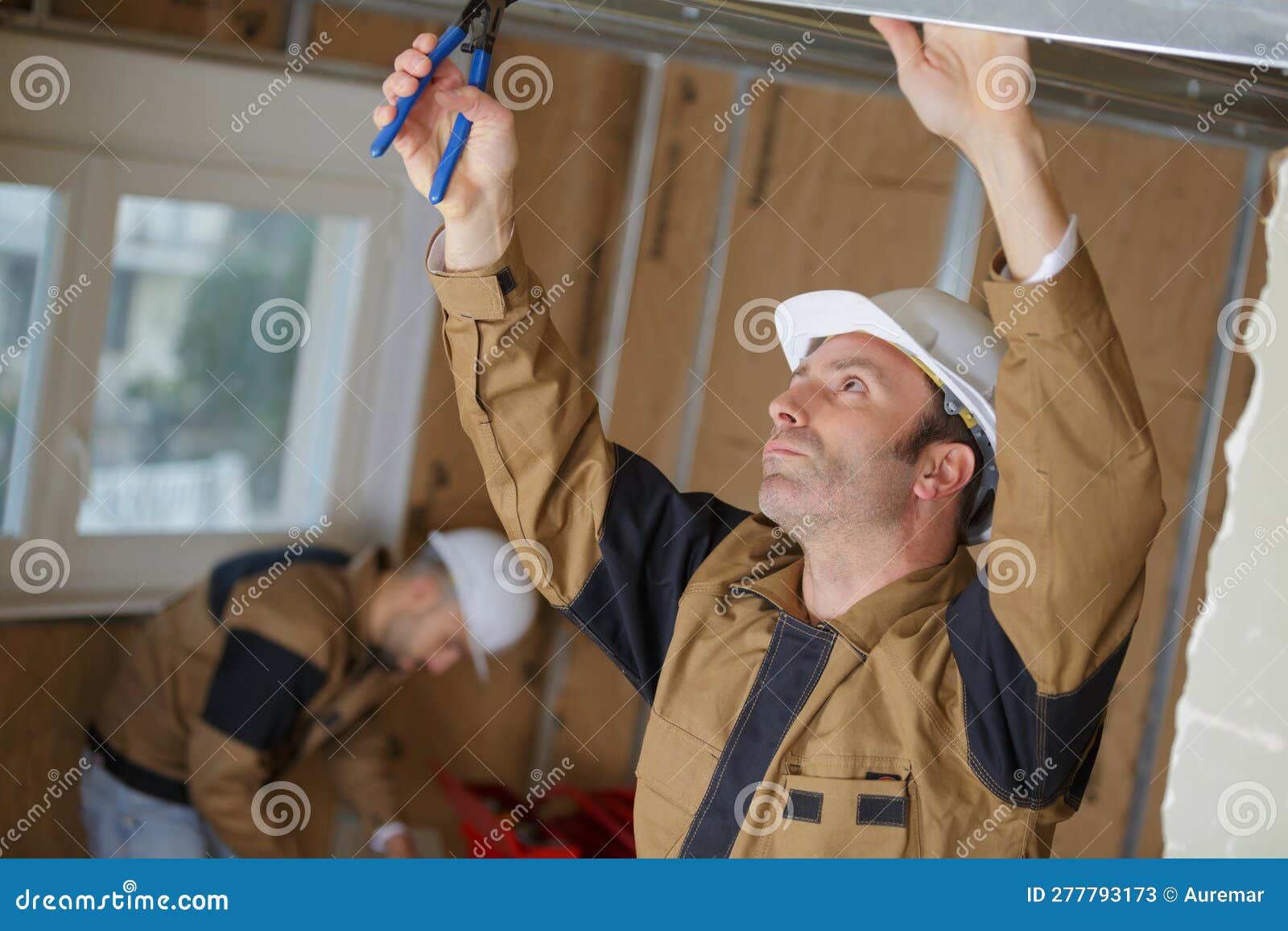 Construction Worker Renovating Apartment House Stock Image - Image of ...