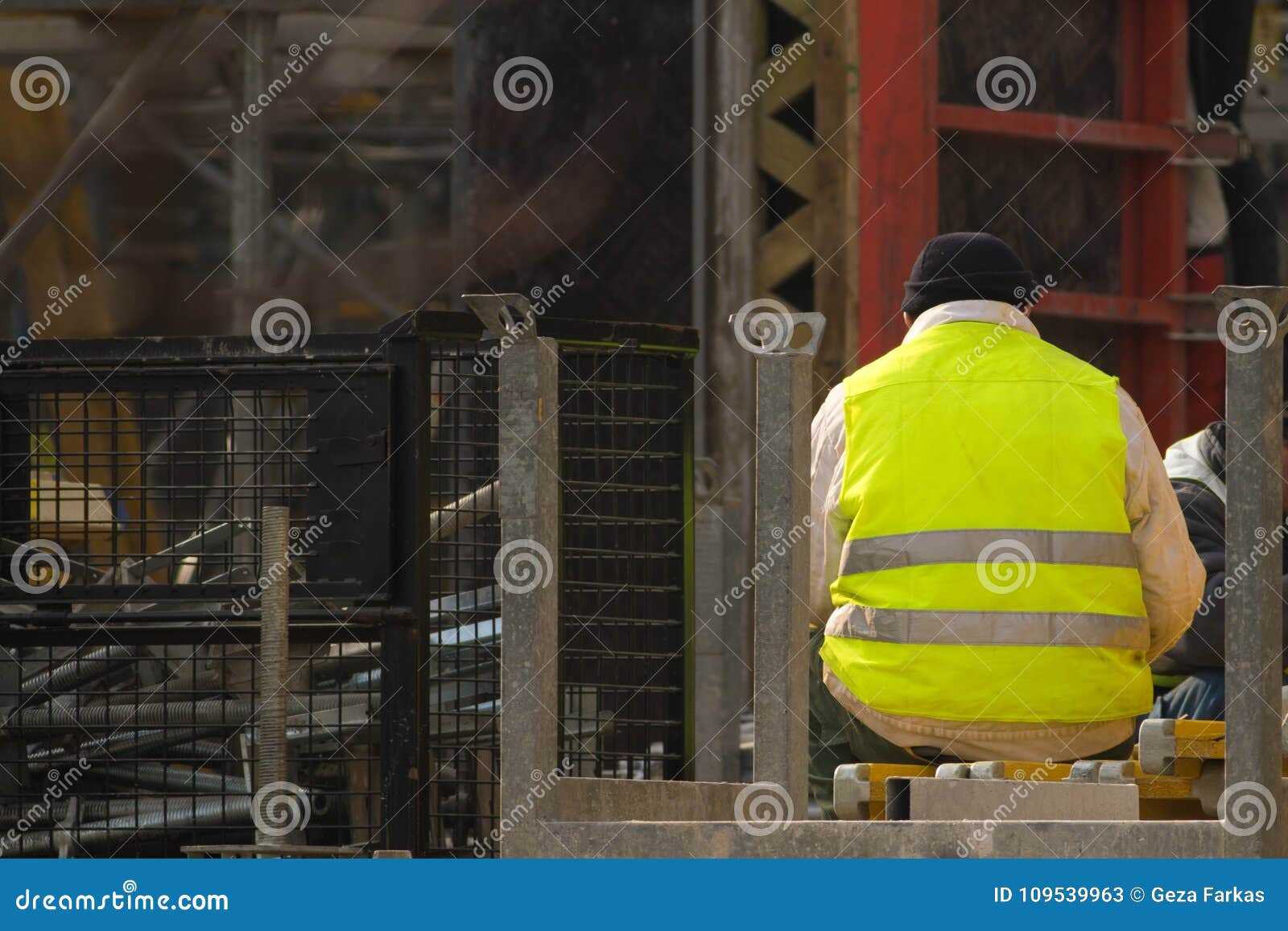Construction Worker is Resting at the Reconstruction Area Editorial ...