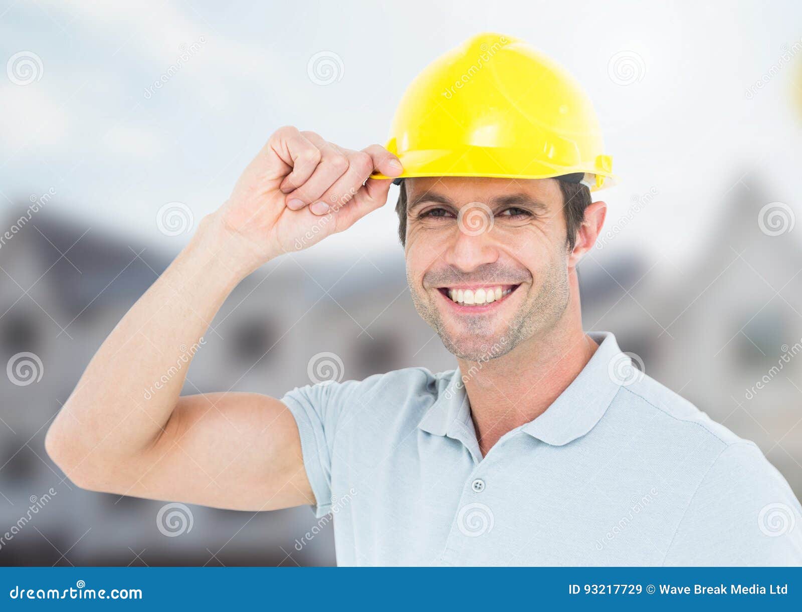 Construction Worker with Safety Helmet in Front of Construction Site ...