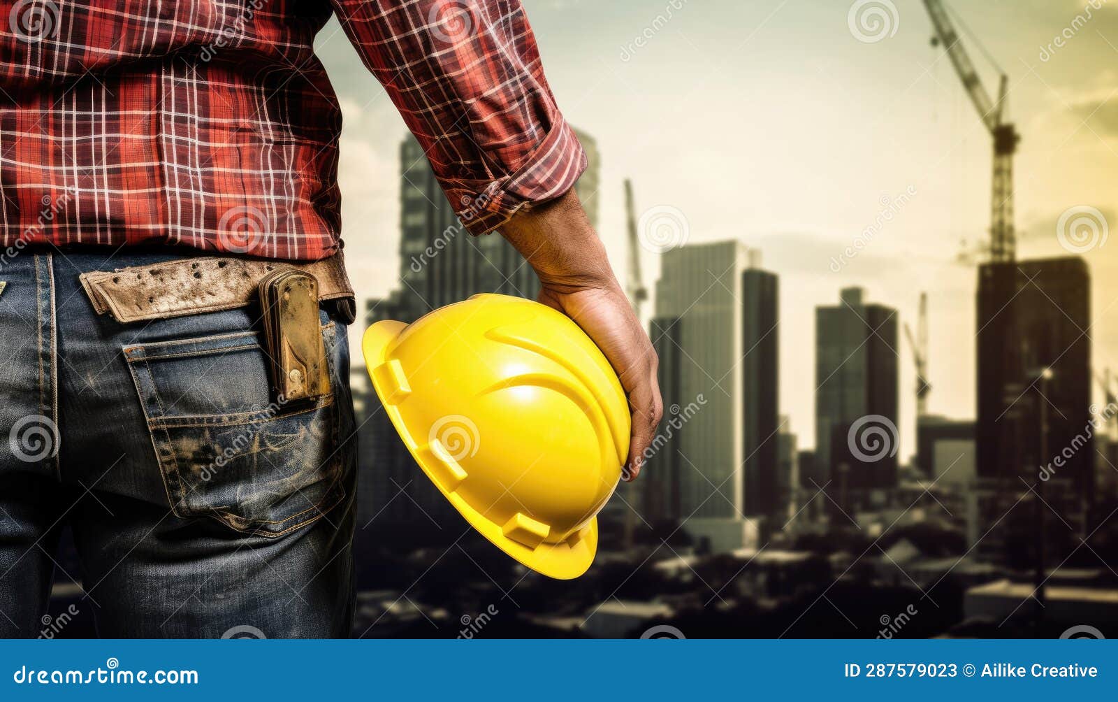Construction Worker with Safety Helmet on Construction Site Background ...