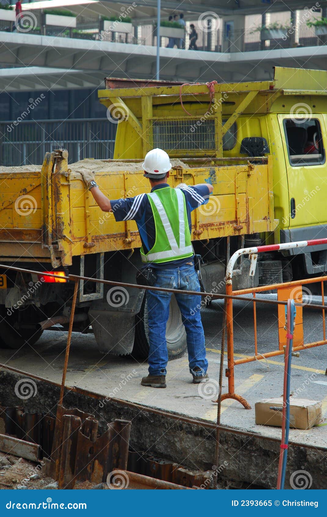 Construction Worker and Sand T Stock Image - Image of safety, moving ...