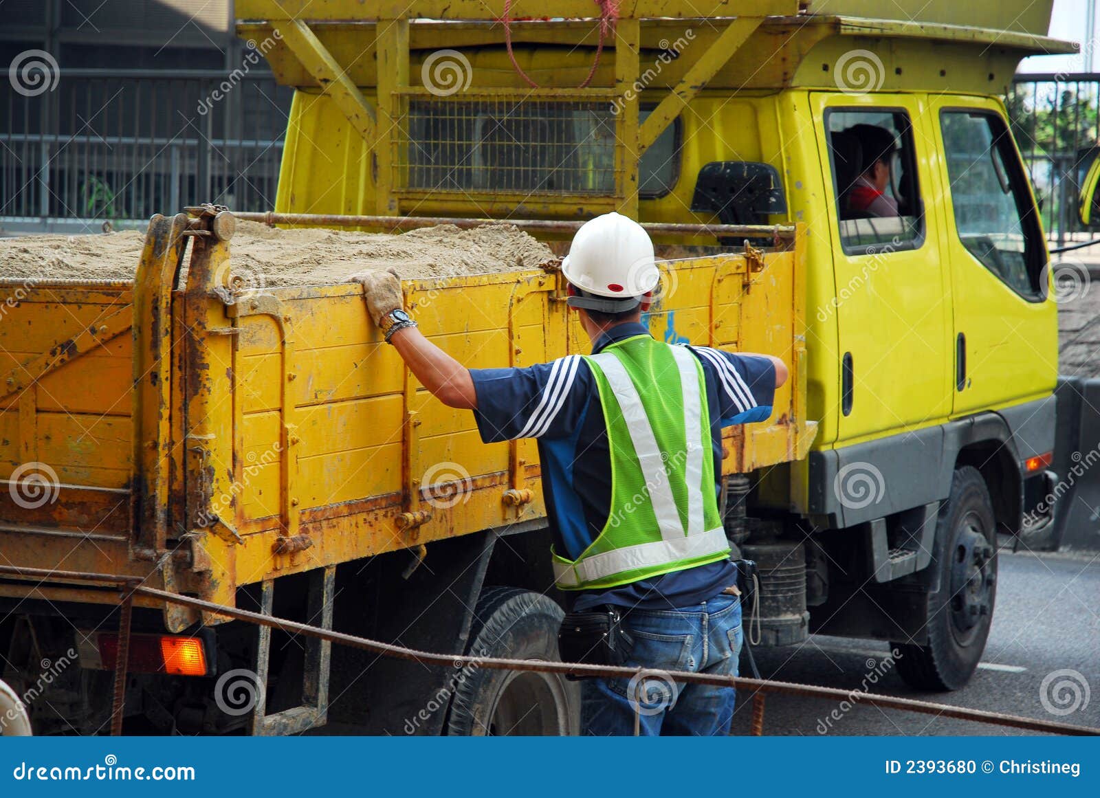 Construction Worker and Sand T Stock Photo - Image of road, supervisor ...