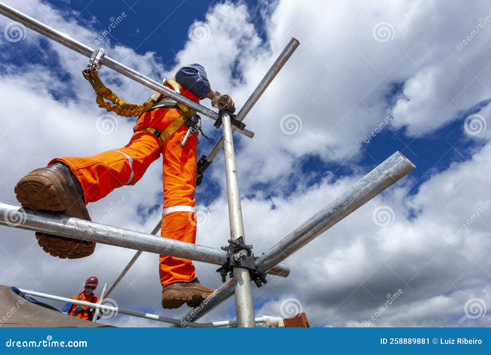 Construction Worker on a Scaffold Stock Image - Image of industrial ...