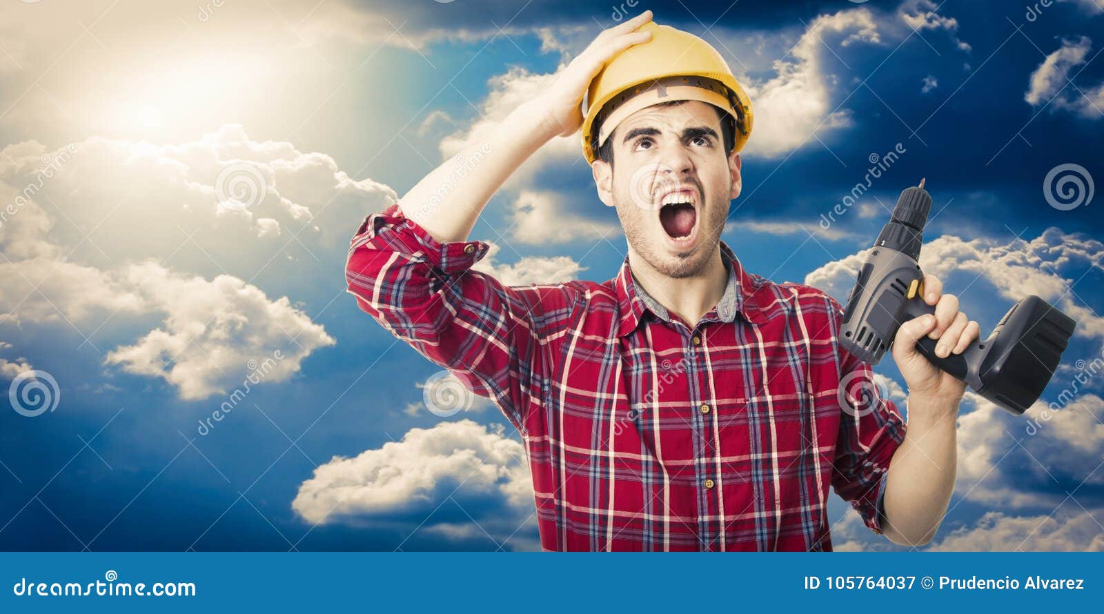 Construction Worker Screaming Stock Image - Image of electrician ...