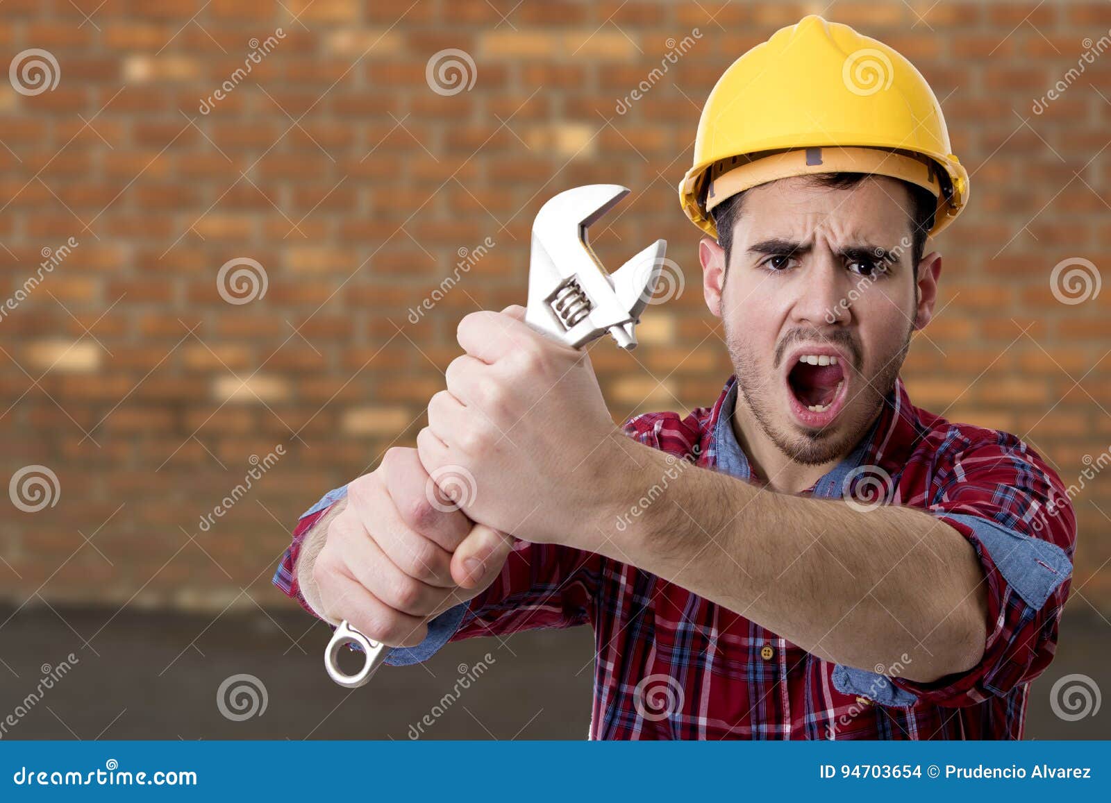 Worker screaming tools stock photo. Image of bricolage - 94703654