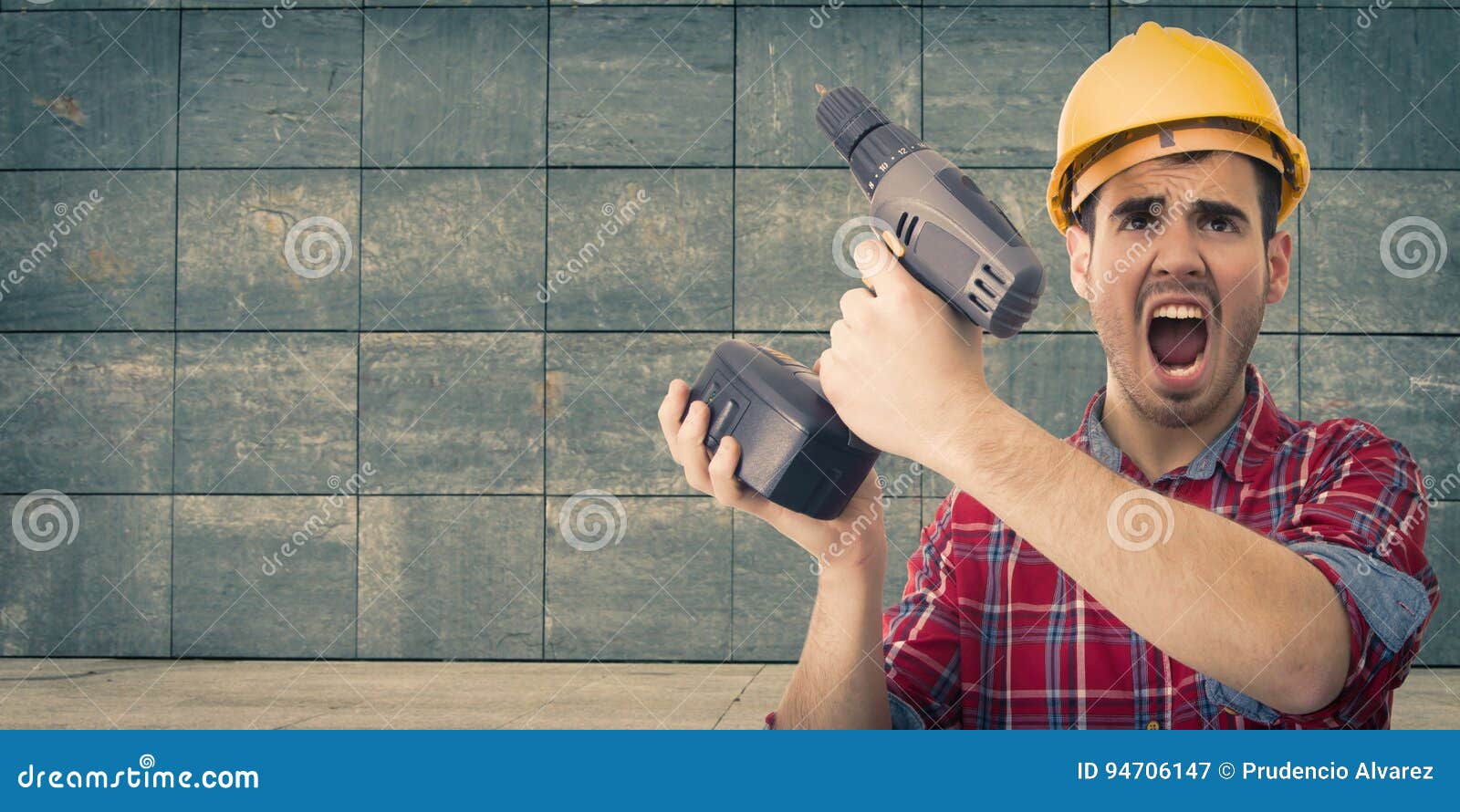 Worker screaming tools stock image. Image of aggressive - 94706147