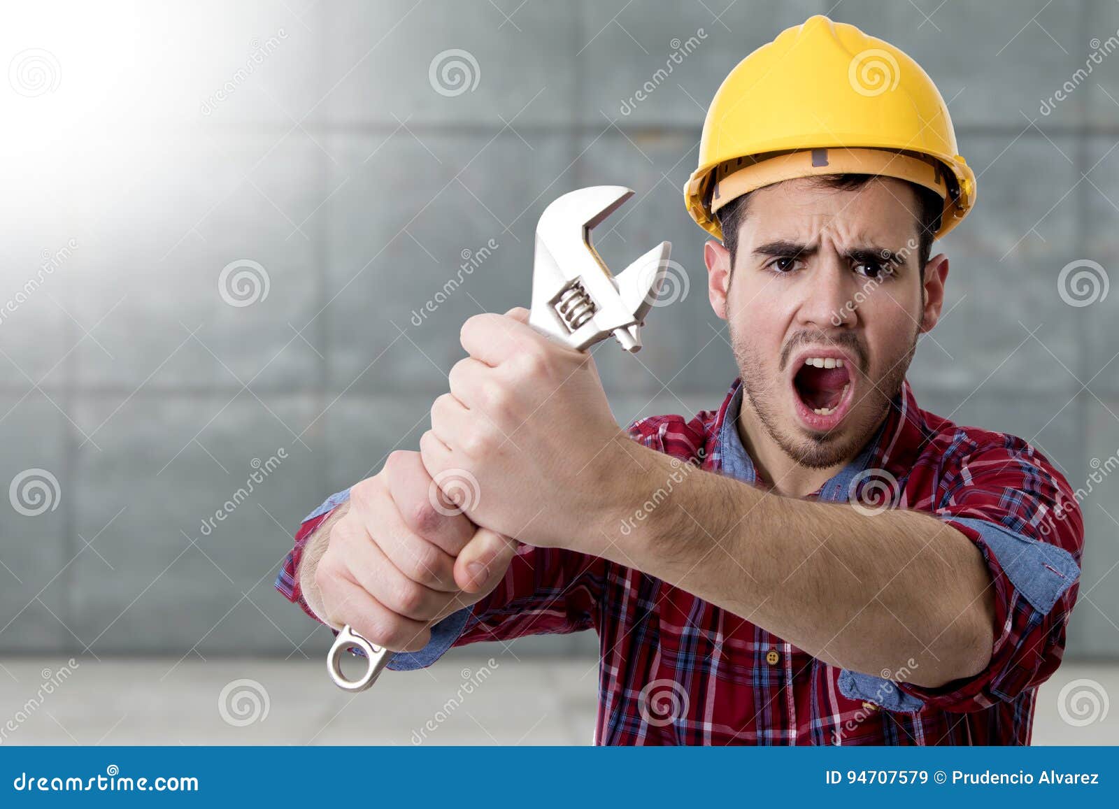 Worker screaming tools stock image. Image of expressions - 94707579