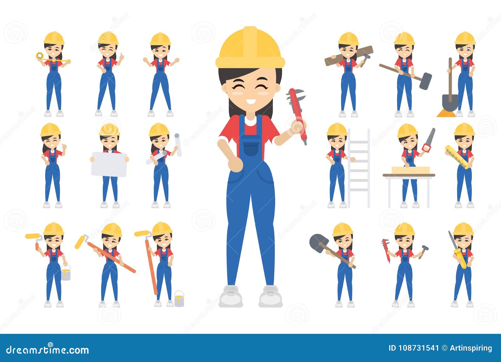 Construction worker set. stock vector. Illustration of construction ...