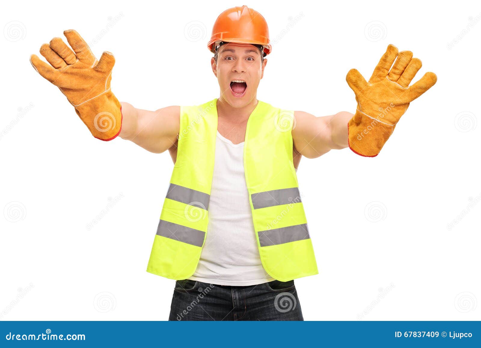 Construction Worker Shouting and Gesturing Stock Image - Image of ...