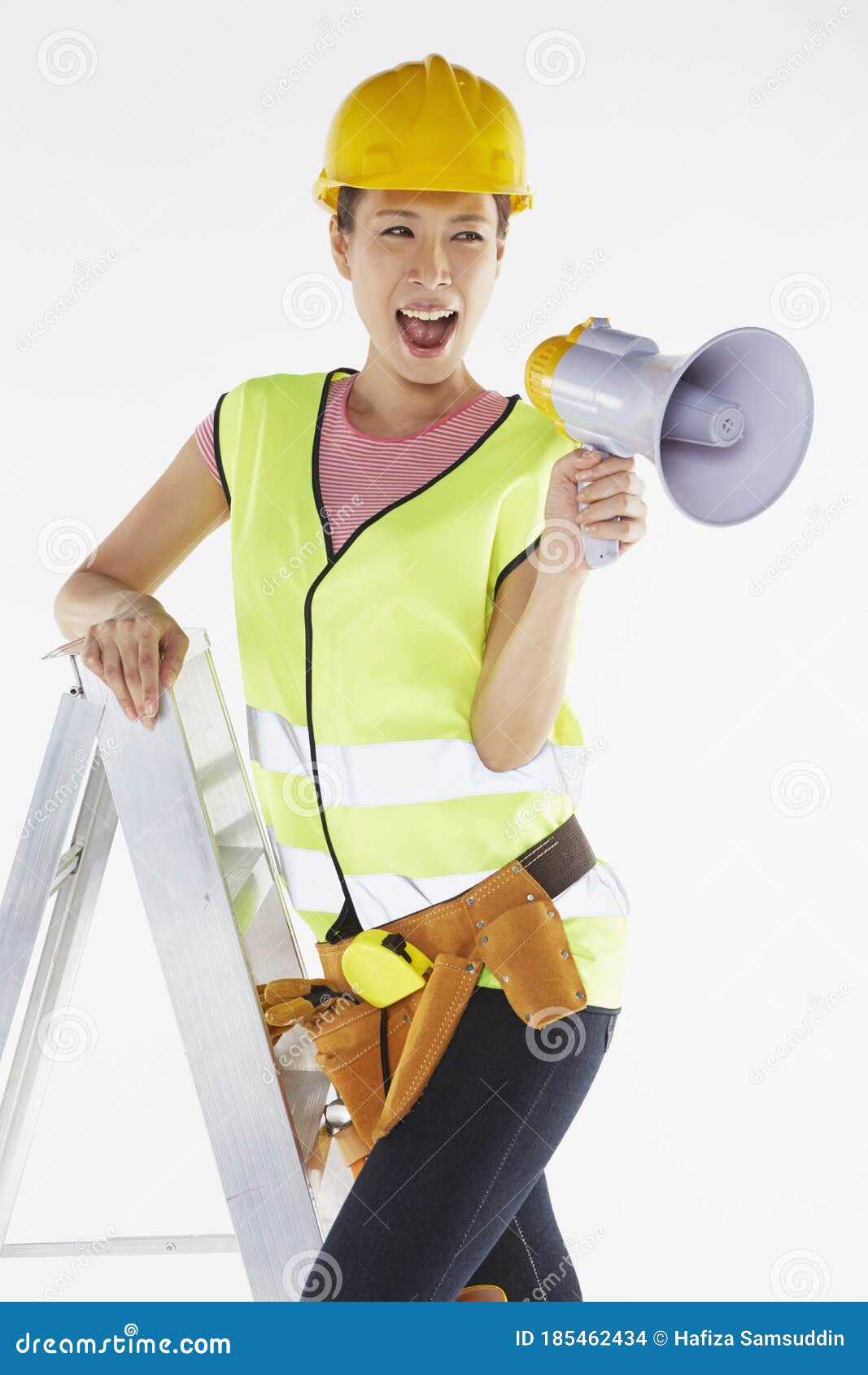 Construction Worker Shouting into Megaphone Stock Photo - Image of 3034 ...